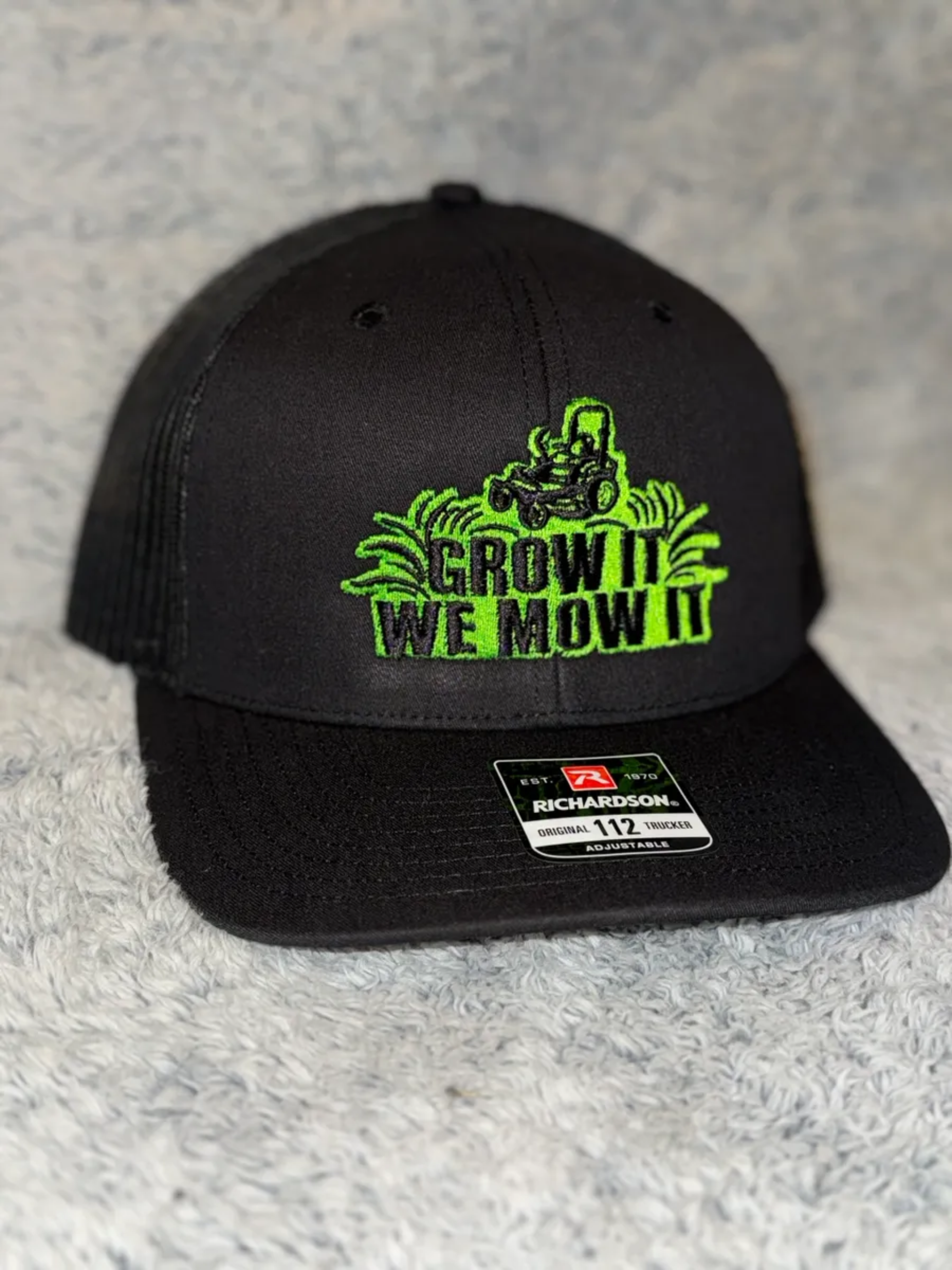 New School Neon Green Hat | Grow It We Mow It Richardson 112